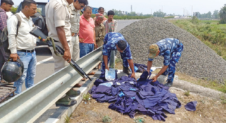 School uniforms dump beside national highway in Rupahar