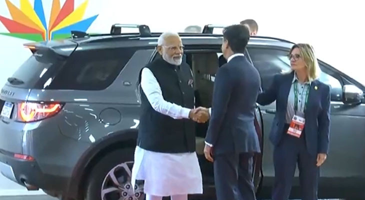 Indian Prime Minister Narendra Modi arrives at the Museum of Modern Art ...