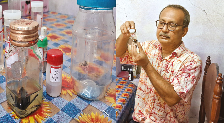 Collecting spiders and slugs is the addiction of Patrasayar's biology ...