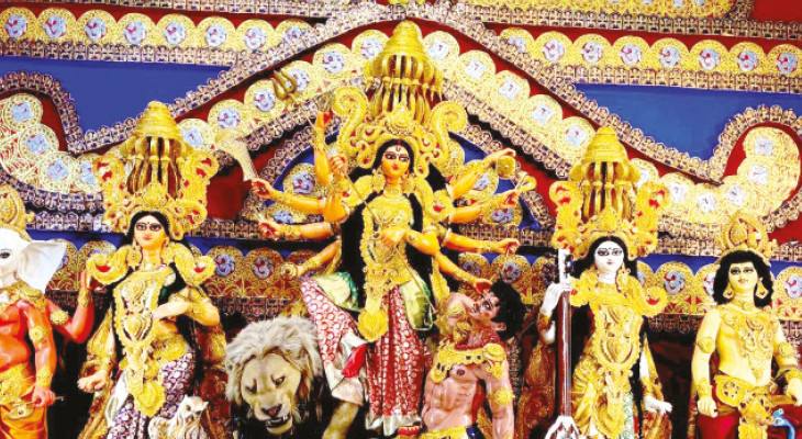 The message of plastic boycott is now at the Bagnan puja pavilion