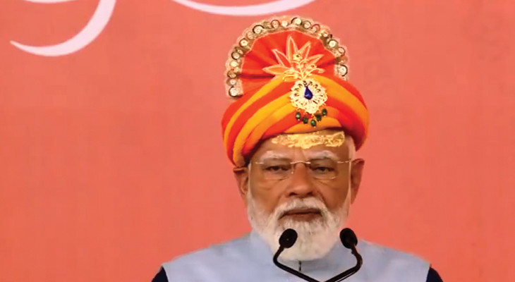 Prime Minister Narendra Modi addresses a public rally in Gir, Gujarat.
